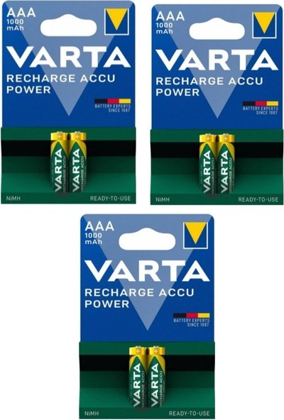 Varta 5703 1000 Mah Aaa Ince Şarj Edilebilir Pil 6 Adet Aydos Varta 5703 1000 Mah Aaa Ince Şarj Edilebilir Pil 6 Adet Aydos