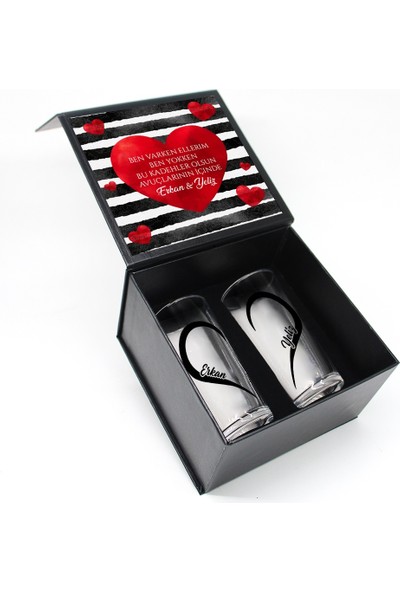 Kadehçi Sevgililer Günü Özel - Özel Kutulu Isimli Kişiye Özel Ikili Rakı Kadehi