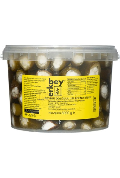 Erk Bey Erkbey Peynir Dolgulu Jalapeno Biber 3 kg