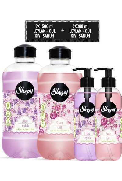 Sleepy Leylak & Gül Sıvı Sabun Seti (2 Adet 300ML + 2 Adet 1500 Ml) Sleepy Leylak & Gül Sıvı Sabun Seti (2 Adet 300ML + 2 Adet 1500 Ml)