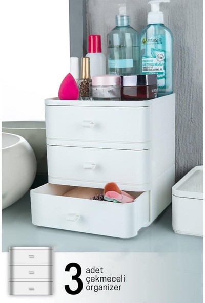 The Anabel 3'lü Takı, Makyaj ve Kozmetik Düzenleyici Çekmece, Ofis Masa Düzenleyici, Beyaz The Anabel 3'lü Takı, Makyaj ve Kozmetik Düzenleyici Çekmece, Ofis Masa Düzenleyici, Beyaz