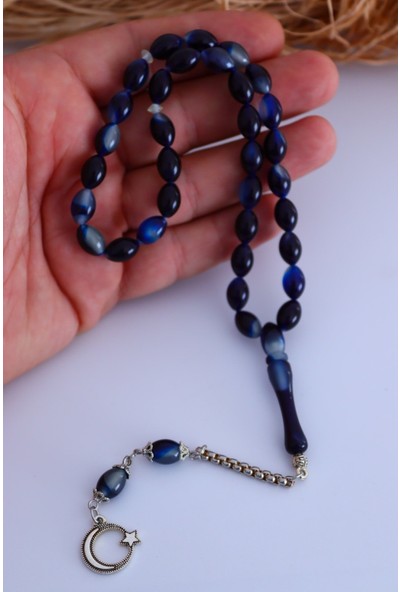 Midyat Nurtaş Gümüş Mavi Hareli Toz Kehribar Tesbih 201020341 Midyat Nurtaş Gümüş Mavi Hareli Toz Kehribar Tesbih 201020341