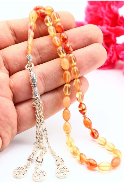 Midyat Nurtaş Gümüş Kiraz Usta Ateş Kehribar Tesbih 201020302