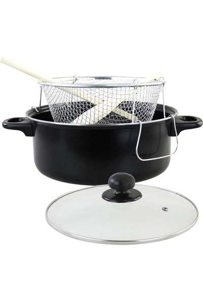 Dogant Retro Emaye 22 cm Kızartma Tenceresi Siyah