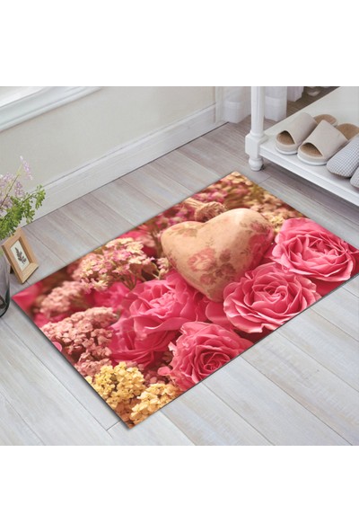 Alcahome Pembe Güller Mini Kalp Sevgililer Günü Desen Dekoratif Ev İçi - Kapı Önü Paspası Alcahome Pembe Güller Mini Kalp Sevgililer Günü Desen Dekoratif Ev İçi - Kapı Önü Paspası