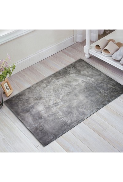 Alcahome Gri Kırçıllı Duvar Desen Dekoratif Ev Içi - Kapı Önü Paspası