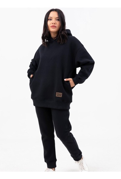 Tarz Boutiquee Tarz Boutiqee Oversize Kapüşonlu Eşofman Takımı Siyah Şardonlu Tarz Boutiquee Tarz Boutiqee Oversize Kapüşonlu Eşofman Takımı Siyah Şardonlu