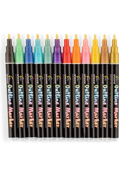 Artzone Outline Marker Sihirli Chrome Metalik Kalem Seti 12 Renk Artzone Outline Marker Sihirli Chrome Metalik Kalem Seti 12 Renk