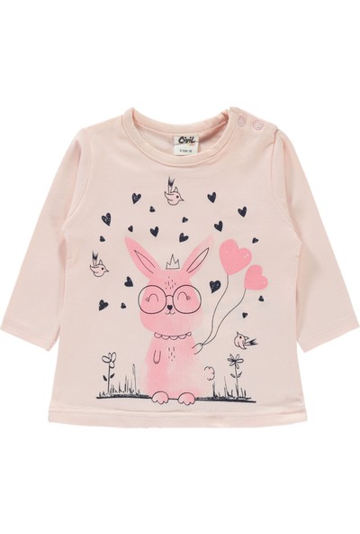 Civil Baby Kız Bebek Sweatshirt 6-18 Ay Açık Somon Civil Baby Kız Bebek Sweatshirt 6-18 Ay Açık Somon