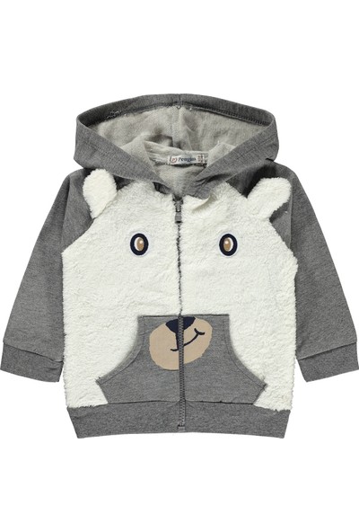 Pengim Erkek Çocuk Kapüşonlu Hırka 2-5 Yaş Füme
