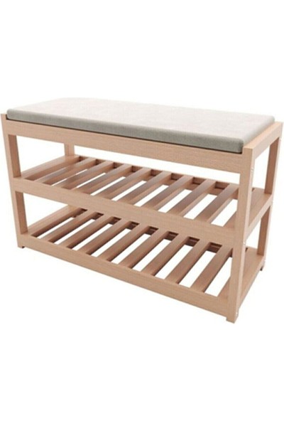 Kara Kalem Ahşap Minderli Ayakkabılık Puf Kara Kalem Ahşap Minderli Ayakkabılık Puf