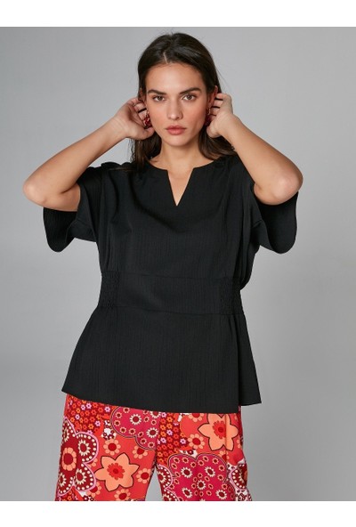 Faik Sönmez Kadın Beli Lastik Detaylı Bluz