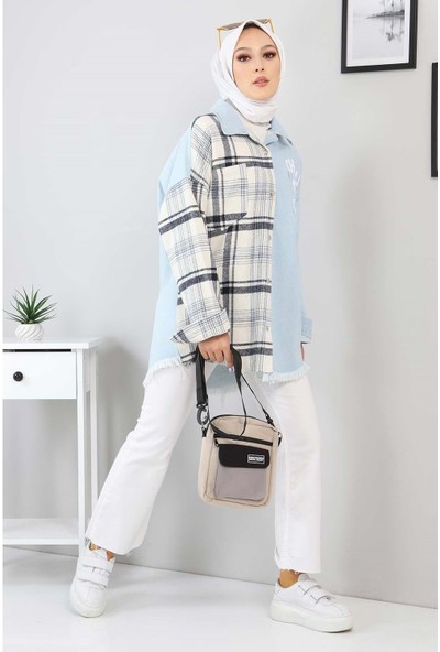 Moda Mihram Çıtçıtlı Salaş Kot Gömlek Açık Mavi Moda Mihram Çıtçıtlı Salaş Kot Gömlek Açık Mavi