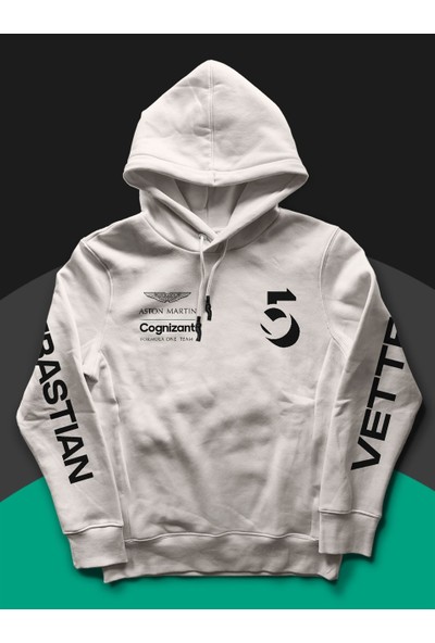 Sebastian Vettel Fnbx Style Beyaz Hoodie Kapşonlu Sebastian Vettel Fnbx Style Beyaz Hoodie Kapşonlu