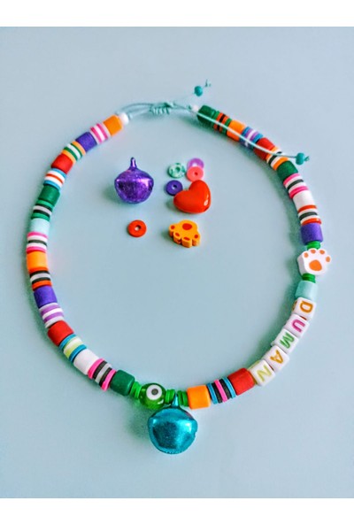 Small Things Renkli Fimo Boncuk Detaylı Kedi Kolyesi Kedi Tasması Kedi Boyunluk Süsü Small Things Renkli Fimo Boncuk Detaylı Kedi Kolyesi Kedi Tasması Kedi Boyunluk Süsü