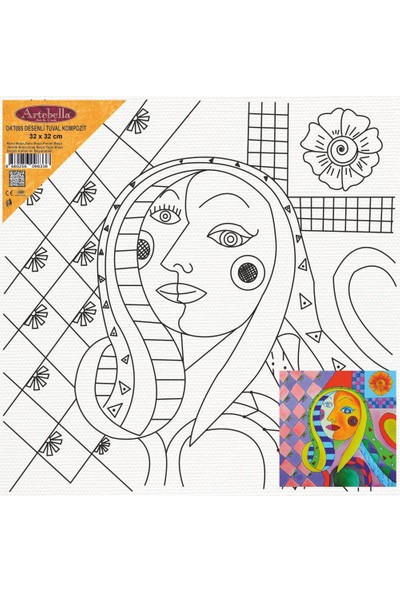 Artebella DKT085 Desenli Tuval Kompozit Boyama 32X32 cm