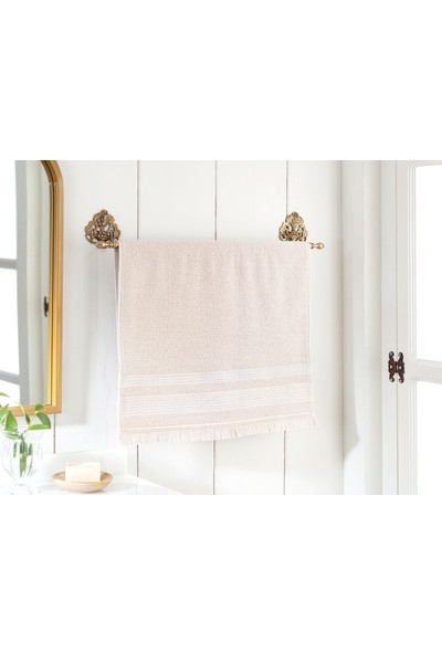 Madame Coco Elise Jakarlı Yüz Havlusu - Taş - 50X70 cm