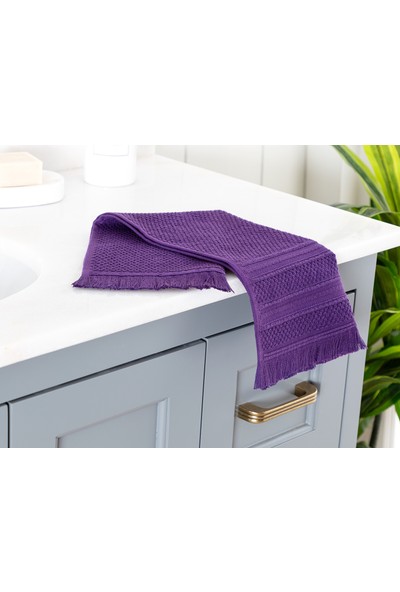 Madame Coco Chantal Jakarlı El Havlusu - Mor - 30X45 cm