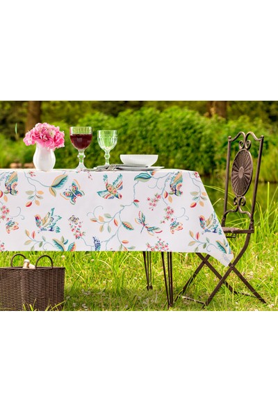 Madame Coco Violet Pvc Masa Örtüsü - Beyaz - 100X140 cm