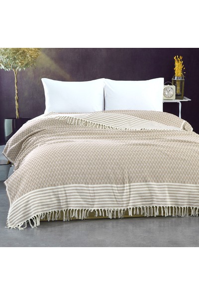 Vagonik Zigzag Kara Tezgah Dokuma Çift Kişilik Yatak Örtüsü Vagonik Zigzag Kara Tezgah Dokuma Çift Kişilik Yatak Örtüsü