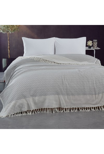 Vagonik Zigzag Kara Tezgah Dokuma Çift Kişilik Yatak Örtüsü Vagonik Zigzag Kara Tezgah Dokuma Çift Kişilik Yatak Örtüsü