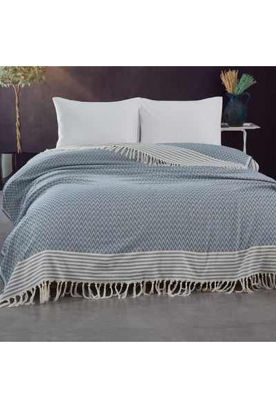 Vagonik Zigzag Kara Tezgah Dokuma Çift Kişilik Yatak Örtüsü Vagonik Zigzag Kara Tezgah Dokuma Çift Kişilik Yatak Örtüsü