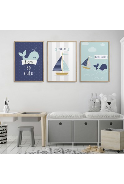 Home Pack Ahşap Çerçeveli Çoçuk Odası 3 Lü Tablo Seti Home Pack Ahşap Çerçeveli Çoçuk Odası 3 Lü Tablo Seti