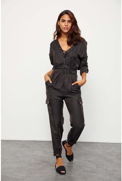 Setre Siyah Beli Lastikli Truvakar Kol Tulum