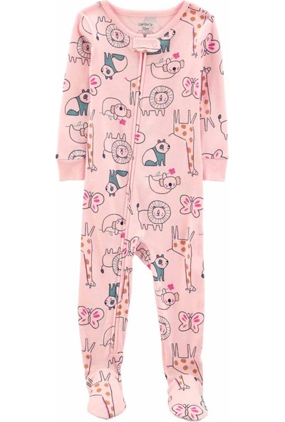 Carter's Kız Bebek Safari Desenli Pamuk Tulum Uzun Kollu Carter's Kız Bebek Safari Desenli Pamuk Tulum Uzun Kollu