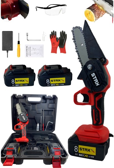 Staxx Power Germany Desing Samsung Çift Akülü 58V 8 Ah Dal Kesme Budama Testere Bıçkı Makinesi Çantalı Set Staxx Power Germany Desing Samsung Çift Akülü 58V 8 Ah Dal Kesme Budama Testere Bıçkı Makinesi Çantalı Set