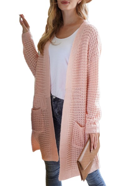 Farfi Moda Hırka Kazak Gevşek Uzun Basit Cepler Açık Ön Kazak Ceket Açık (Yurt Dışından) Farfi Moda Hırka Kazak Gevşek Uzun Basit Cepler Açık Ön Kazak Ceket Açık (Yurt Dışından)