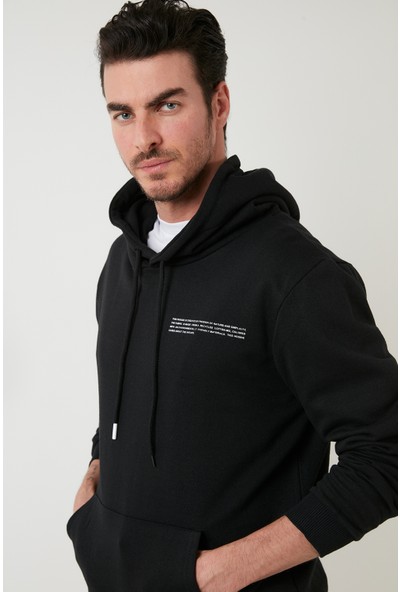 Buratti Baskılı Kapüşonlu Kanguru Cepli Slim Fit Sweat Erkek Sweat 568R706