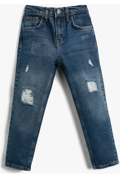 Koton Destroylu Slim Fit Kot Pantolon Pamuklu