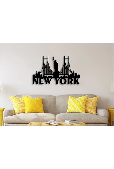Organik Fikirler Dükkanı Newyork Temalı Dekoratif Metal Duvar Tablosu 50 x 30 cm cm