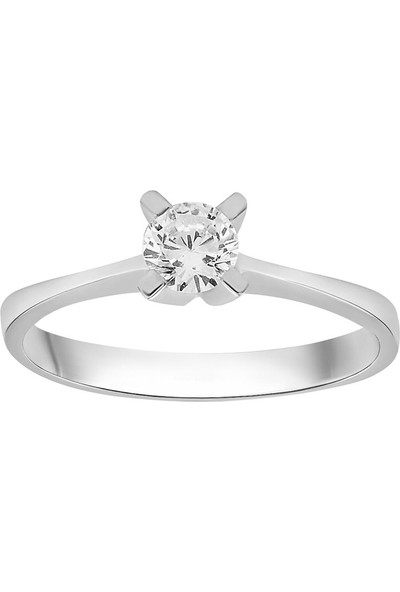 Cevahir Pırlanta Kesim Montürlü Gümüş Tektaş Yüzük Cevahir Pırlanta Kesim Montürlü Gümüş Tektaş Yüzük