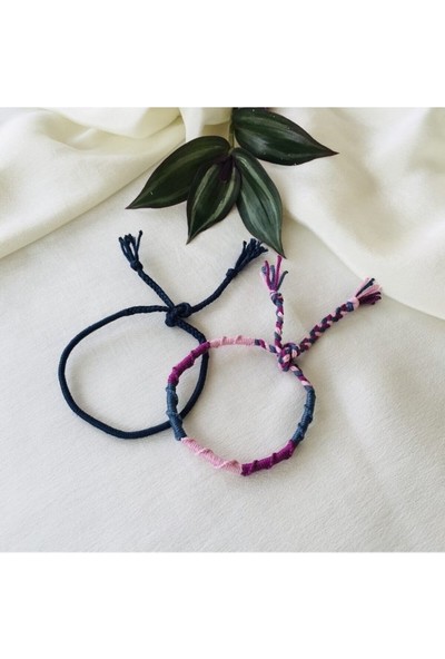 Pearl Beads Couple Rasta Şans 2'li Ip Bileklik Set