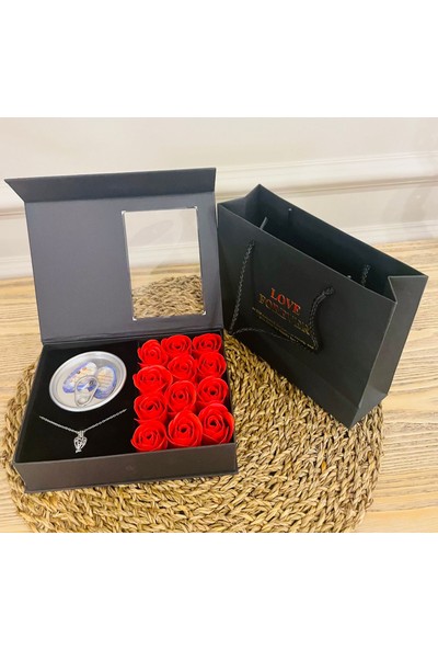 İnci Luxury Romantik Gül Kutulu Istiridye Içinde Gerçek Inci Kolye