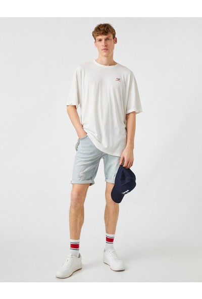 Koton Erkek Eskitilmiş Kot Şort