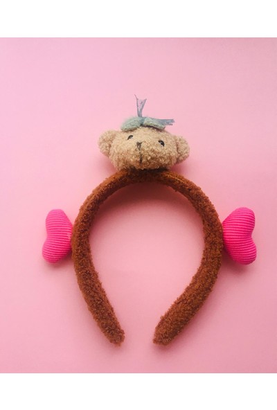 T-Light Pembe Kalpli Ayıcıklı Kahverengi Taç