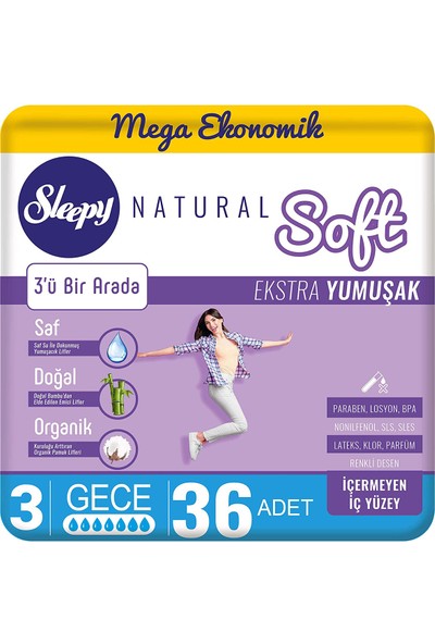 Sleepy Natural Soft Hijyenik Ped 3 Boy 36'lı x 2 Adet