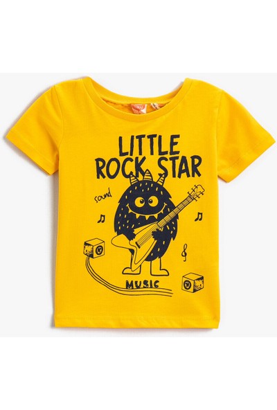 Koton Canavar Baskılı Kısa Kollu Tişört Pamuklu