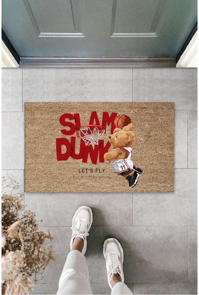 Avm Trendi Dekoratif Dijital Let's Fly Ayıcık Bej Kapı Paspası Dış Mekan Paspas PS1019