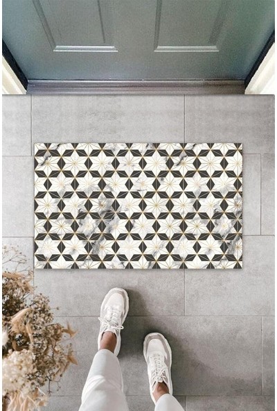 Parla Dijital Baskı Bej Yıldız Kapı Paspası PS1096