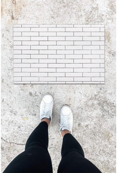 Avm Trendi Dijital Baskı Beyaz Taş Duvar Desen Kapı Önü Paspası PS1379 Avm Trendi Dijital Baskı Beyaz Taş Duvar Desen Kapı Önü Paspası PS1379