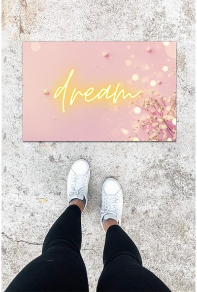 Parla Dijital Baskı Pembe Karahindiba Desen Kapı Önü Paspası PS1391