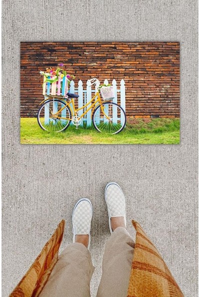 Parla Dijital Baskı Dekoratif Bisiklet Çok Renkli Kapı Önü Paspası PS1233 Parla Dijital Baskı Dekoratif Bisiklet Çok Renkli Kapı Önü Paspası PS1233