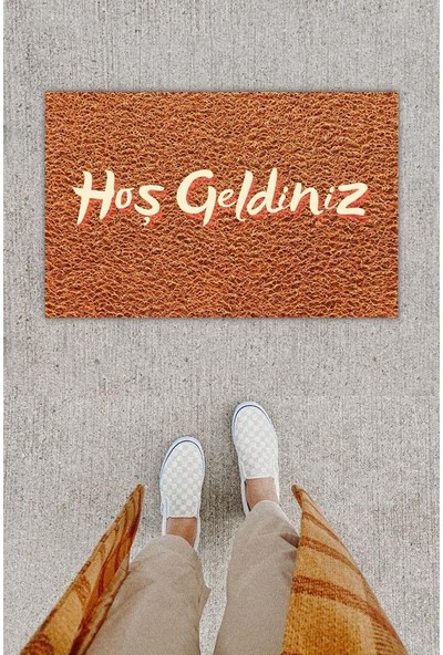 Parla Dijital Baskı Dekoratif Hoş Geldiniz Kahverengi Kapı Önü Paspası PS1254 Parla Dijital Baskı Dekoratif Hoş Geldiniz Kahverengi Kapı Önü Paspası PS1254