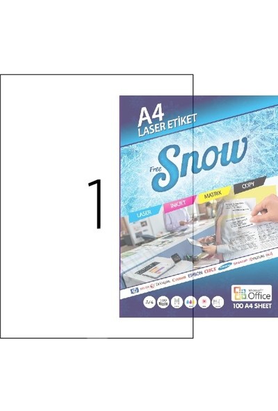 Snow Barkod Deposu A4 Lazer Etiket 210X297MM