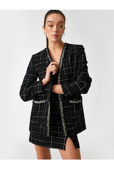 Koton Kadın Cepli Tüvit Blazer Ceket
