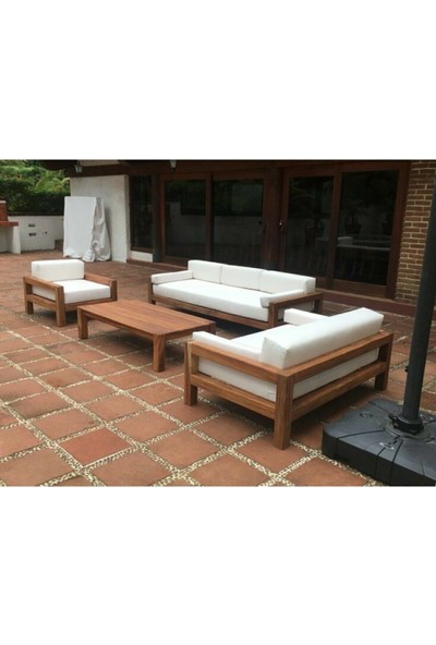 Kara Kalem Ahşap Bahçe Teras Kanepe Koltuk Takımı